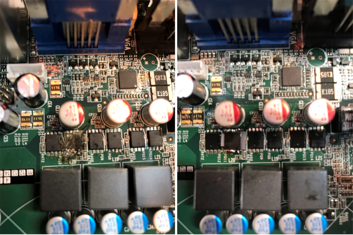 Burnt out motherboard repair – Cafri Tech